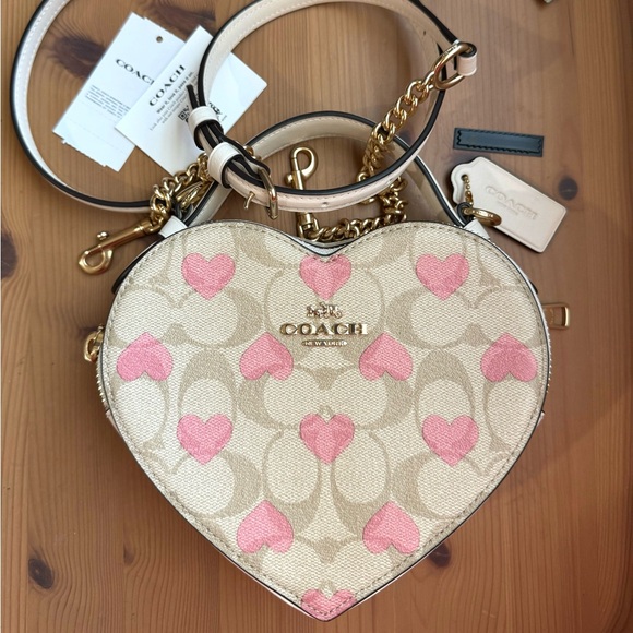 Coach | Bags | Coach Heart Crossbody In Signature Canvas With Heart ...